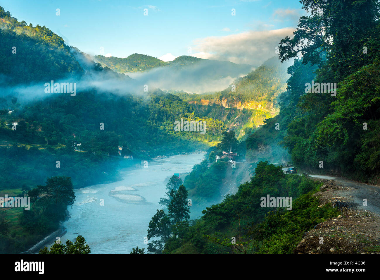 sharda River in Jauljibi - India Nepal Border, Uttrakhand Stock Photo ...
