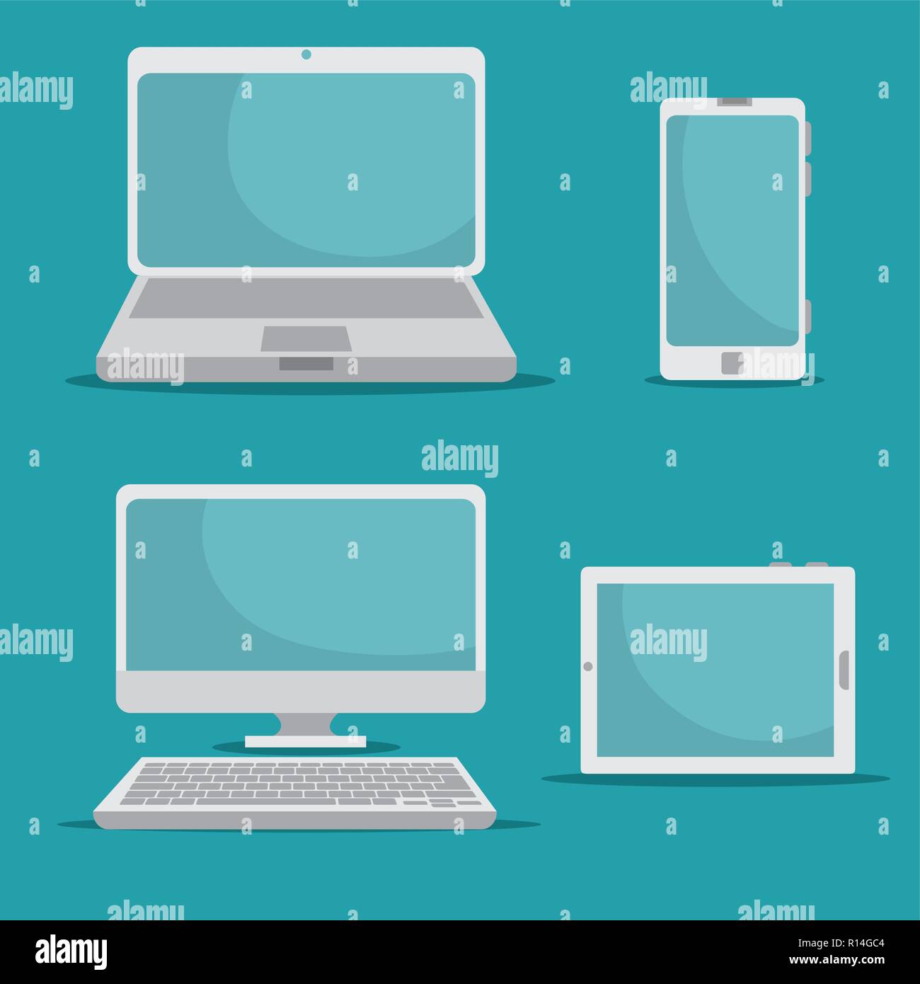 set digital social media technology vector illustration Stock Vector ...