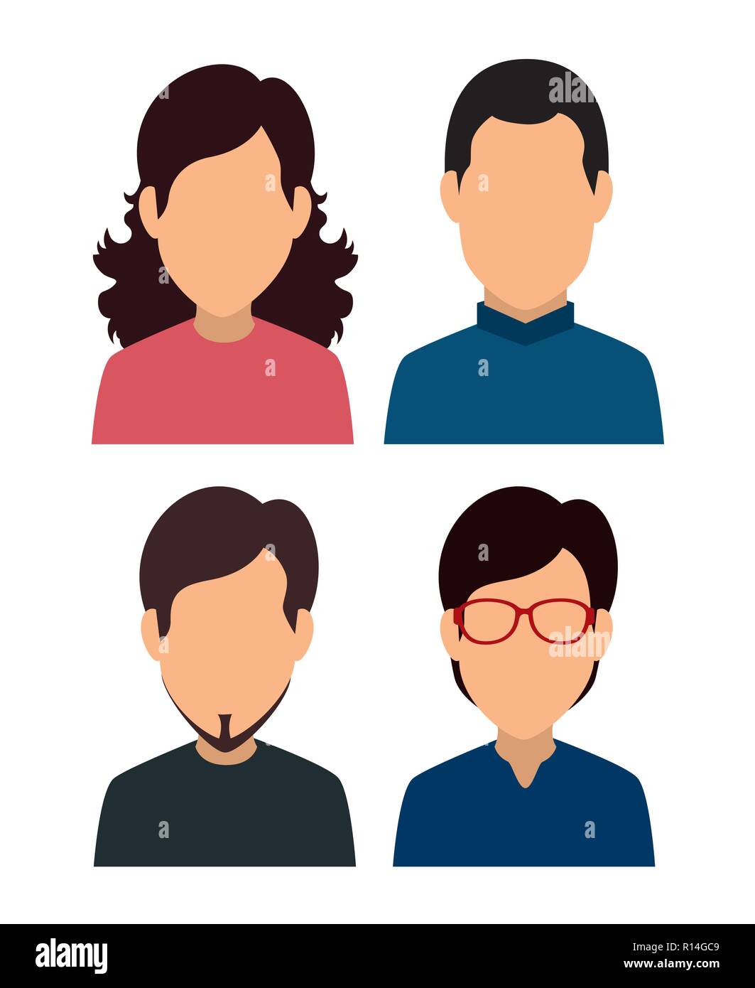set woman and men social media profile vector illustration Stock Vector ...