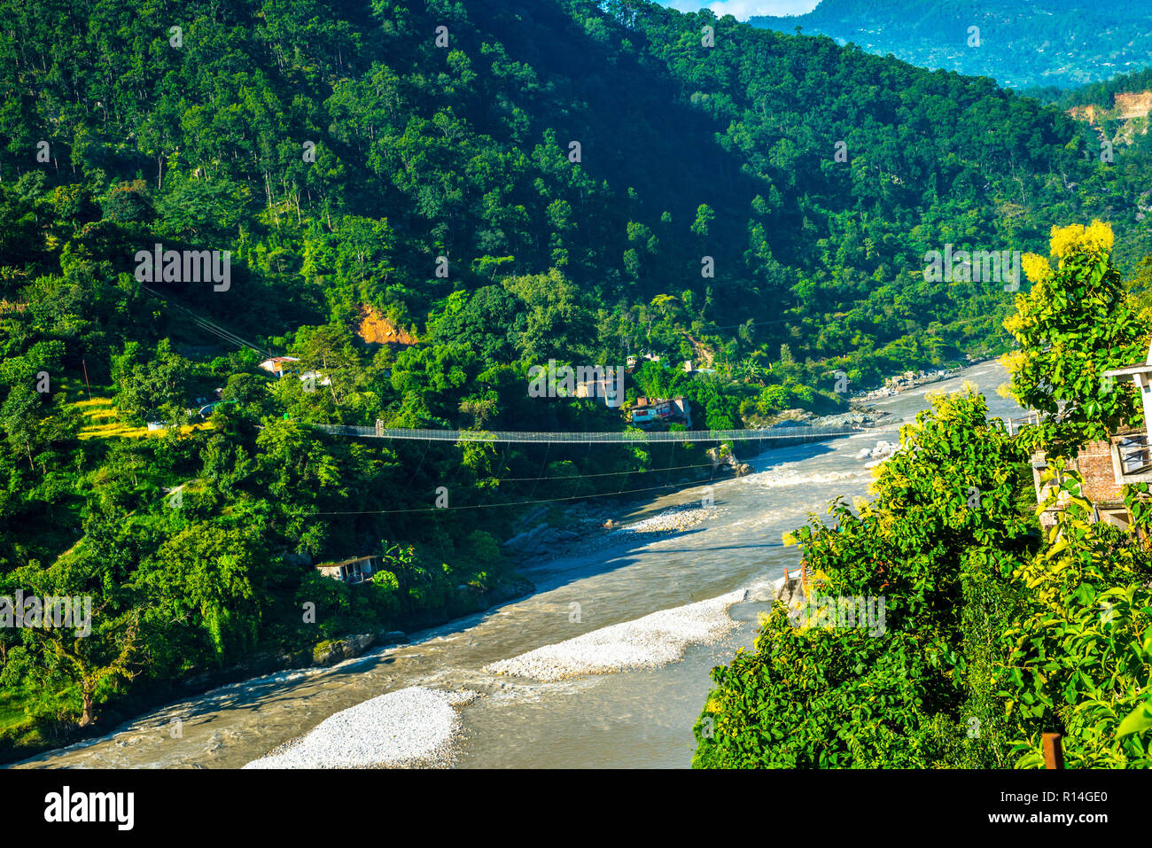 Sharda River in Jauljibi - India Nepal Border, Uttrakhand Stock Photo ...