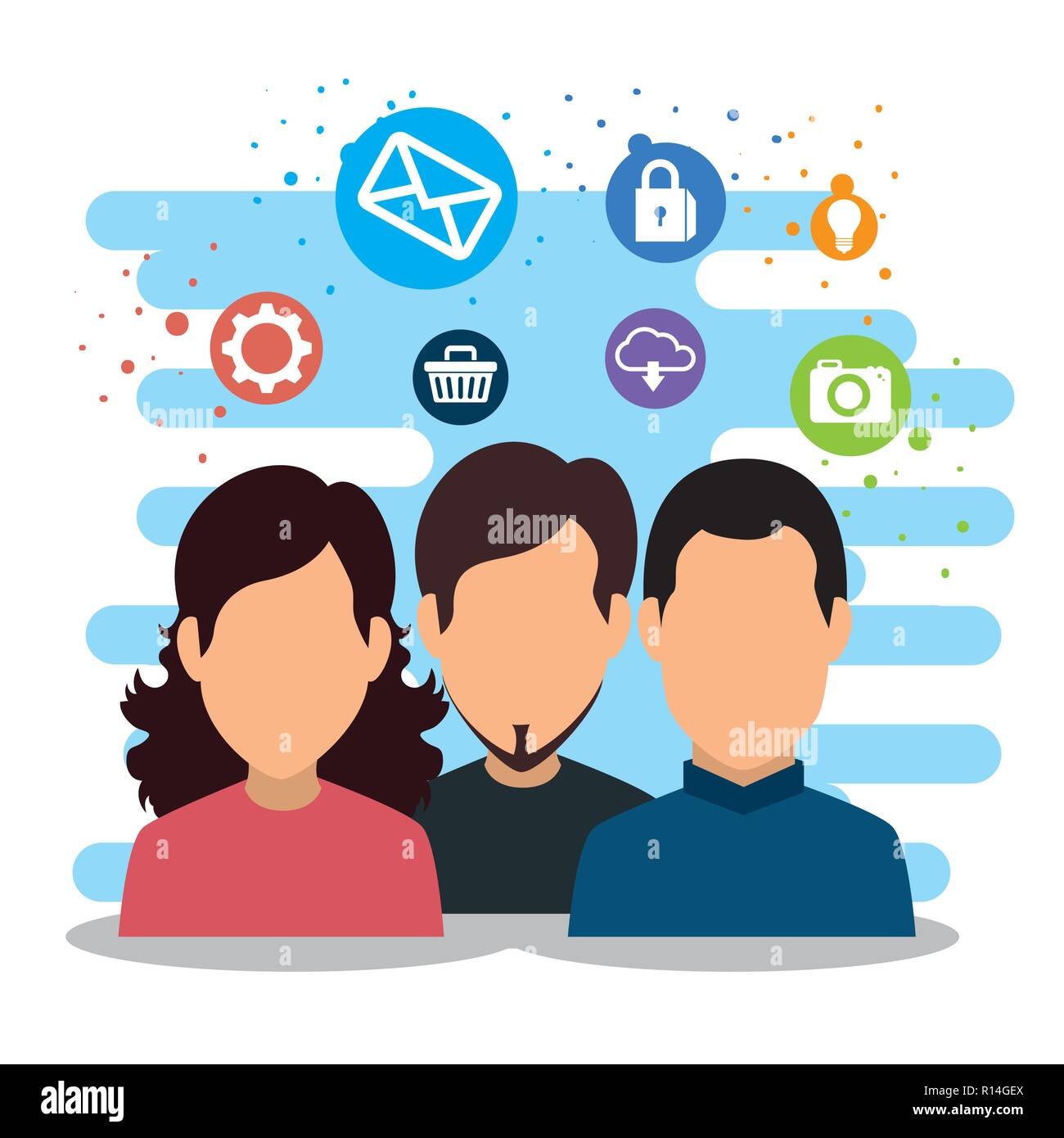 people with social media apps technology vector illustration Stock ...