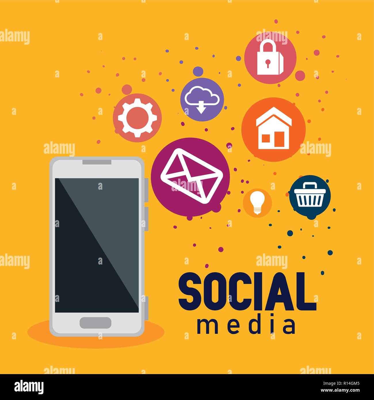 smartphone technology and social digital apps vector illustration Stock ...