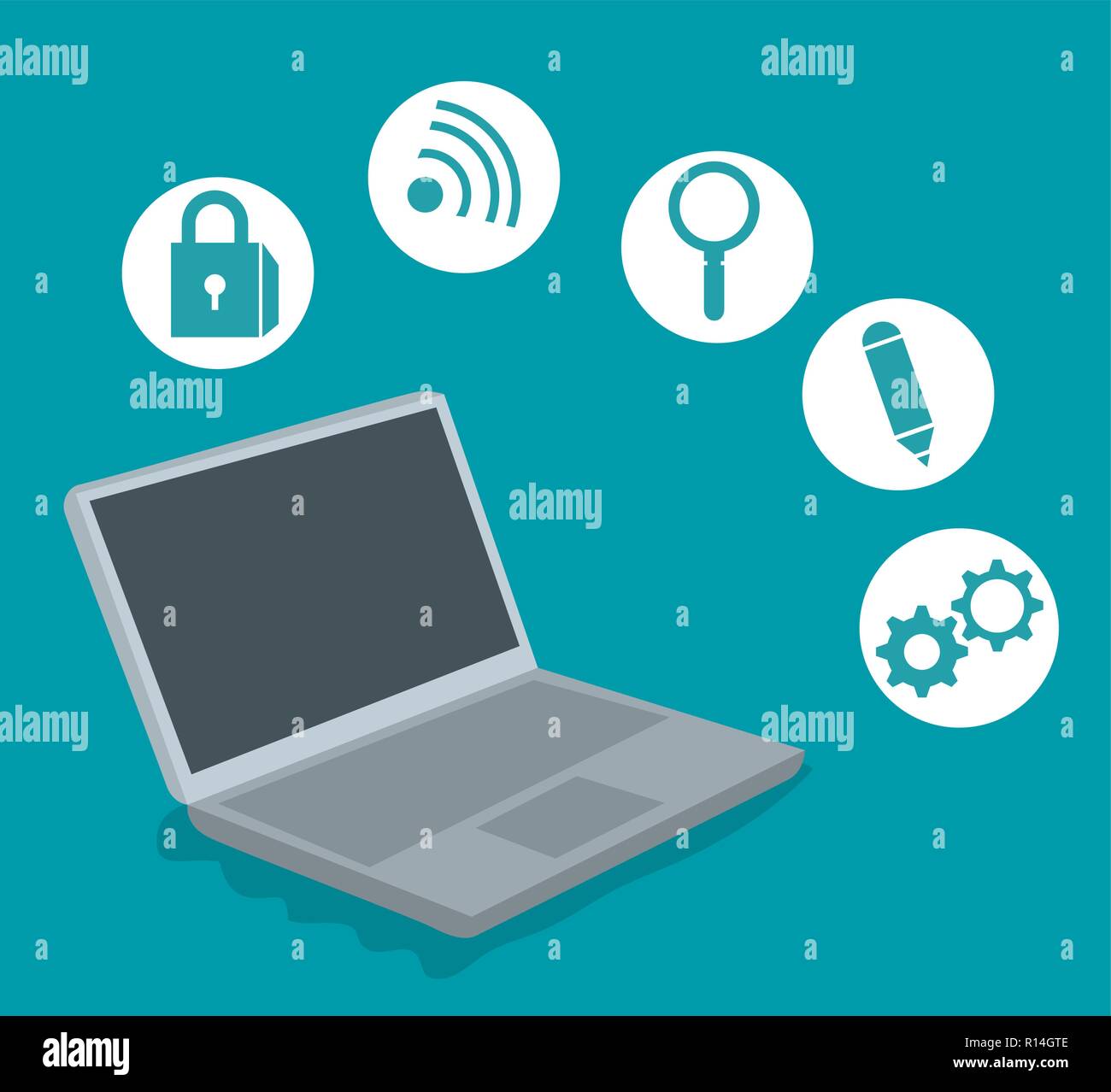 laptop technology and digital apps connection Stock Vector Image & Art ...