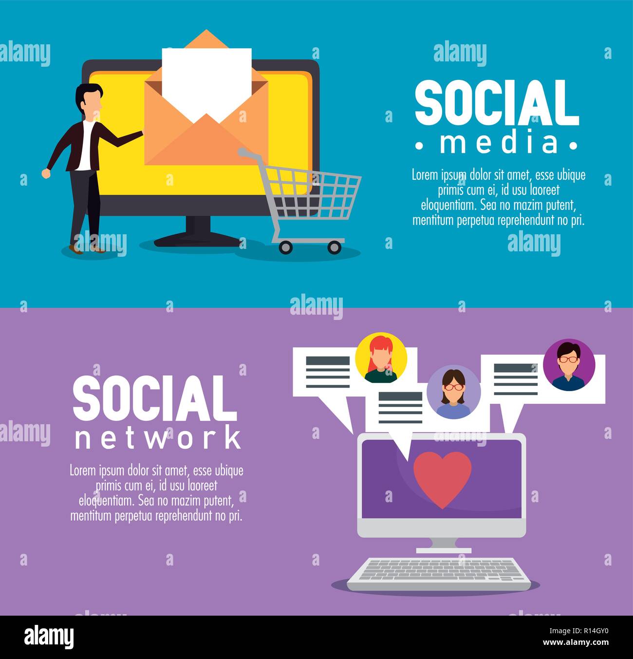 tv and computer with social chat bubbles messages Stock Vector Image ...