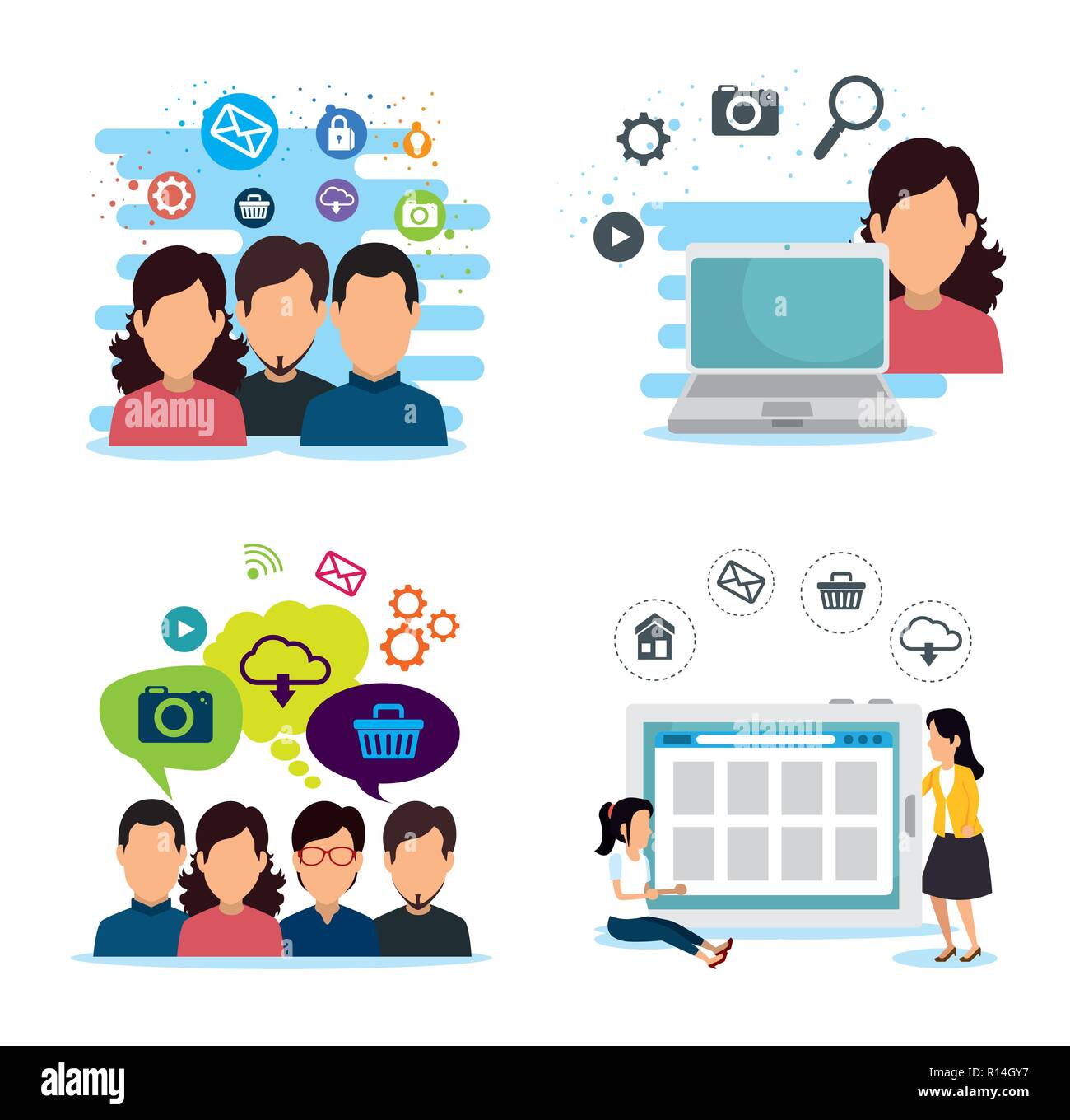 set people with social apps media technology Stock Vector Image & Art ...