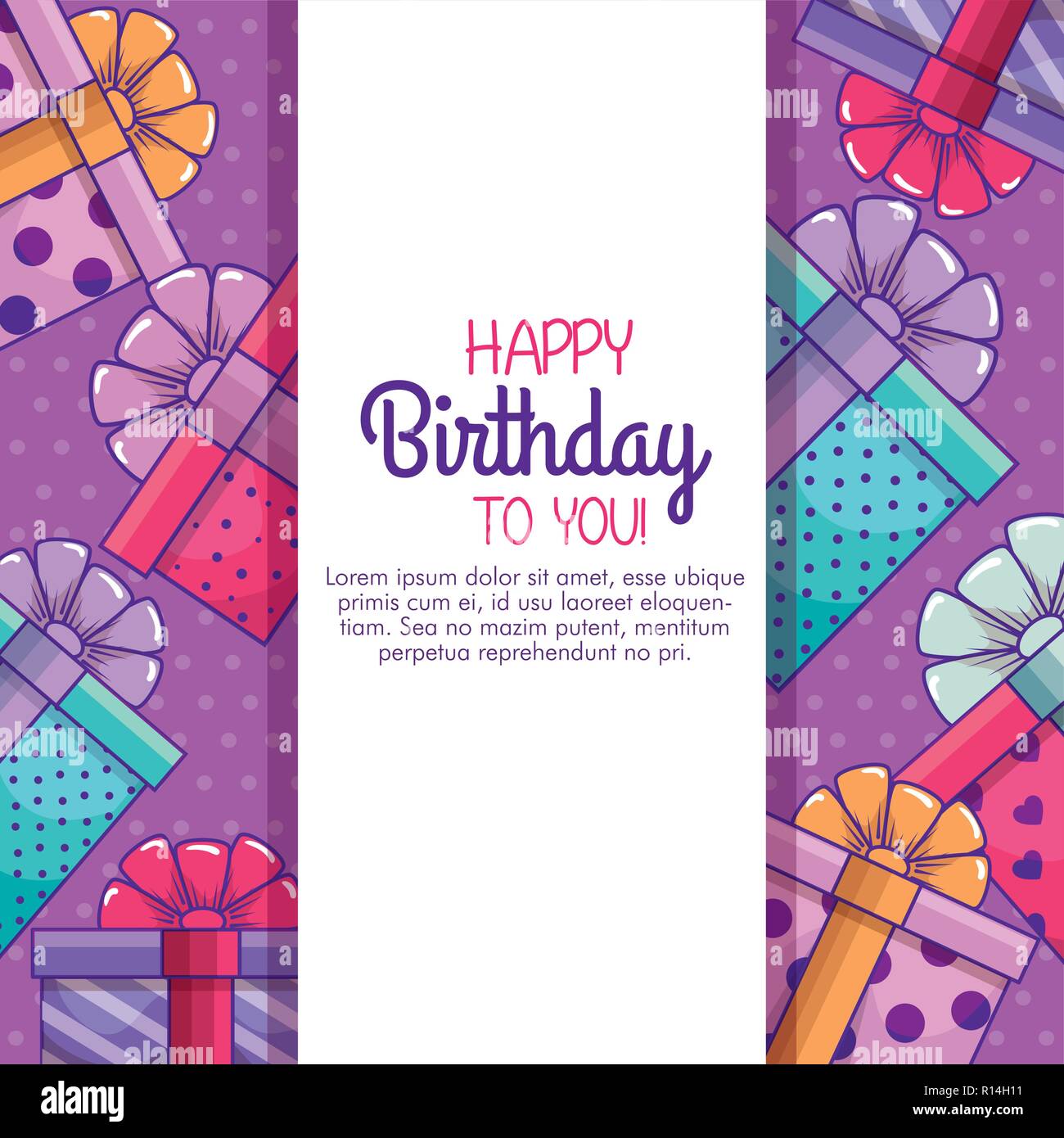 happy birthday card to presents gifts decoration Stock Vector Image ...