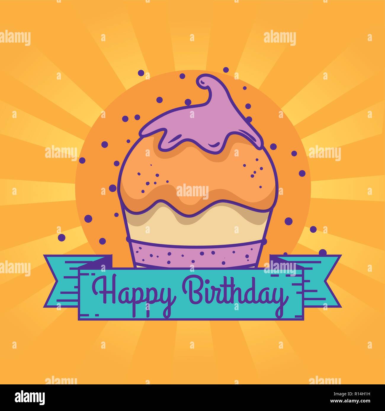 muffin with ribbon to celebrate happy birthday Stock Vector Image & Art ...