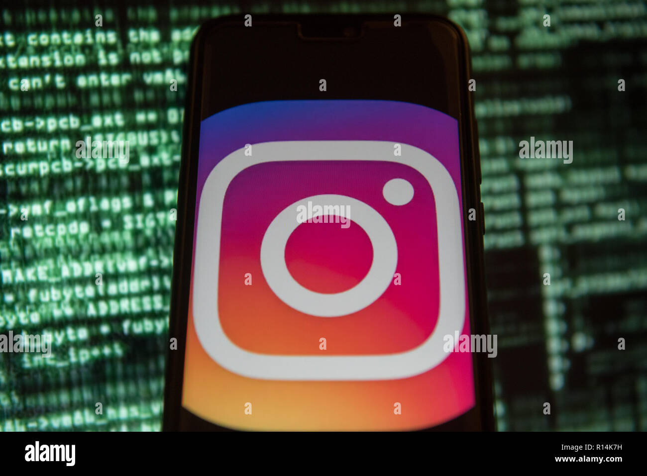 Instagram logo is seen on an Android mobile device Stock Photo - Alamy