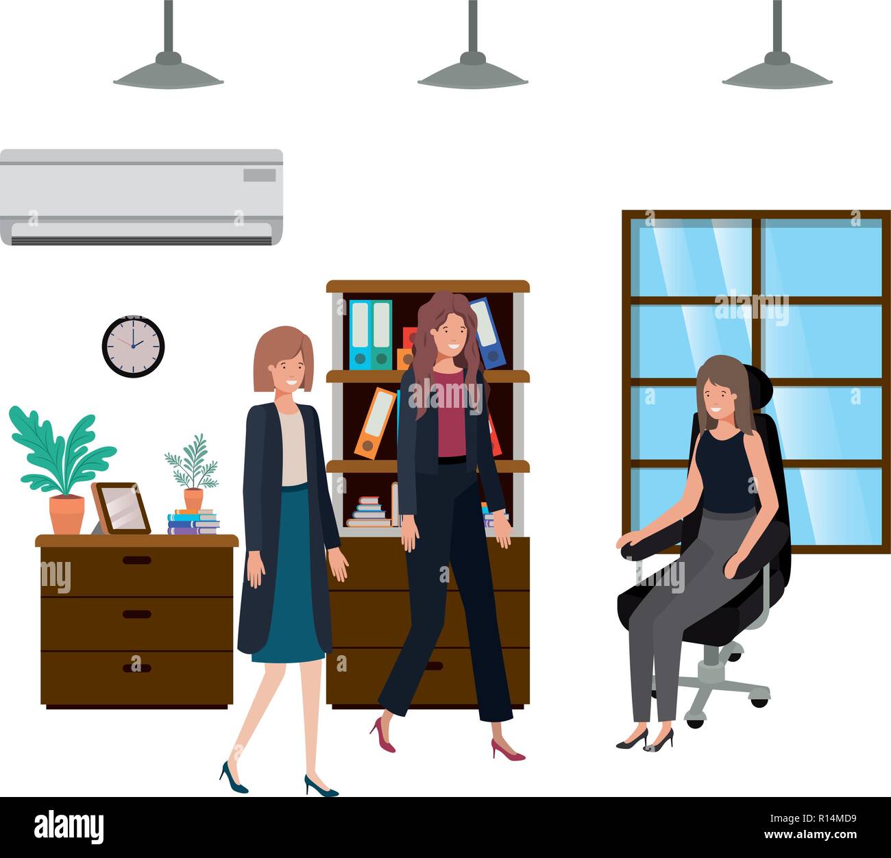 businesswomen in the work office avatar character Stock Vector Image ...