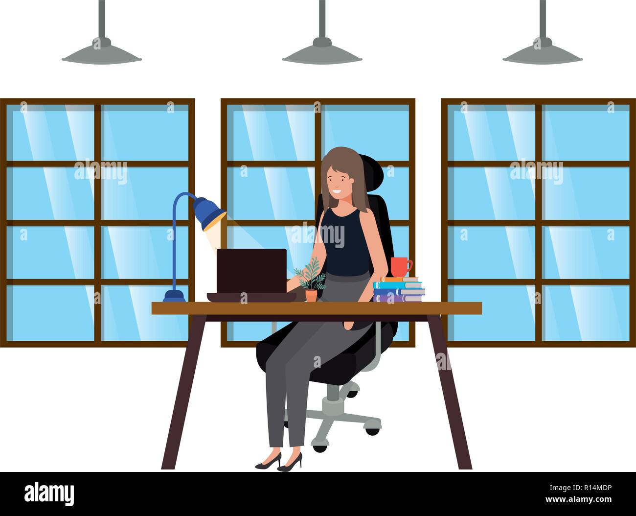 woman working in the office avatar character Stock Vector Image & Art ...