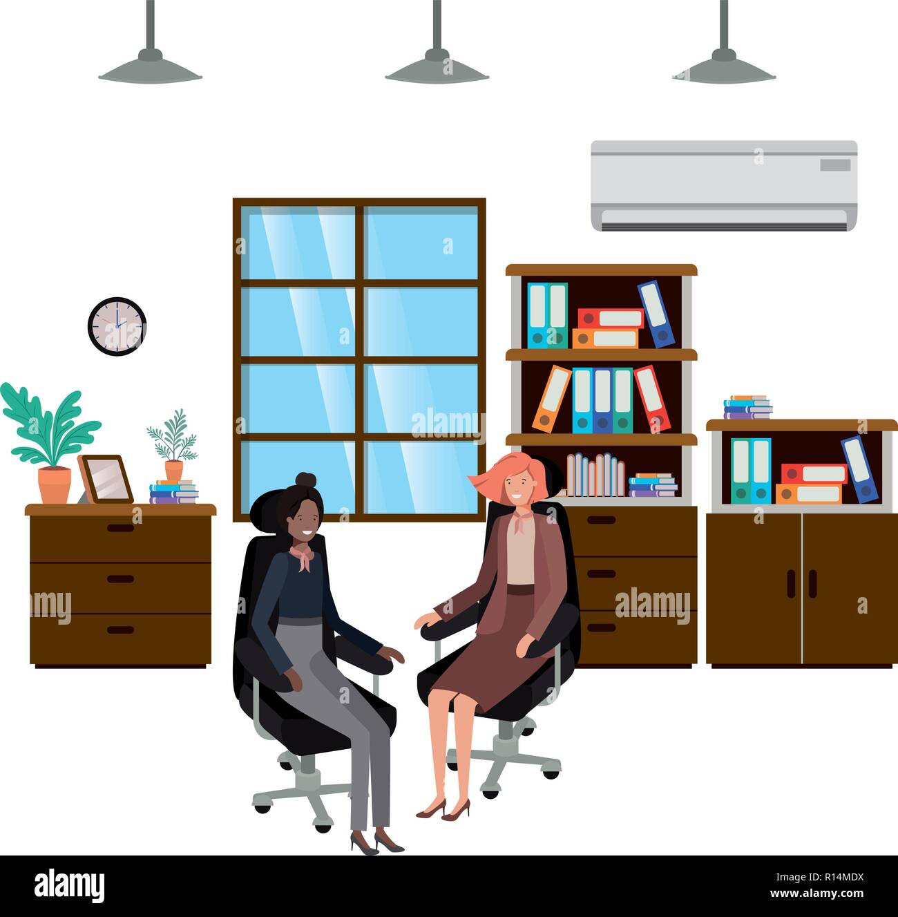 businesswomen in the work office avatar character Stock Vector Image ...