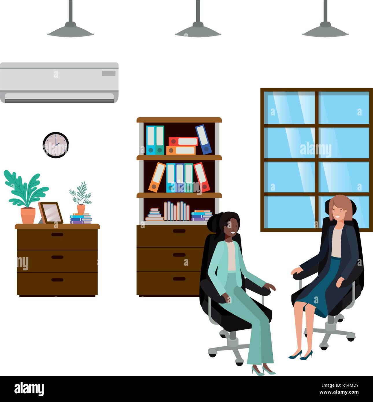 businesswomen in the work office avatar character Stock Vector Image ...