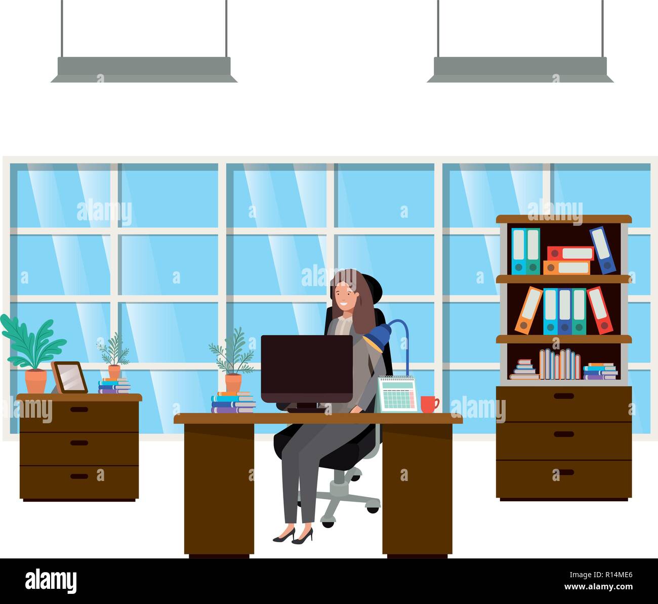 woman working in the office avatar character Stock Vector Image & Art ...