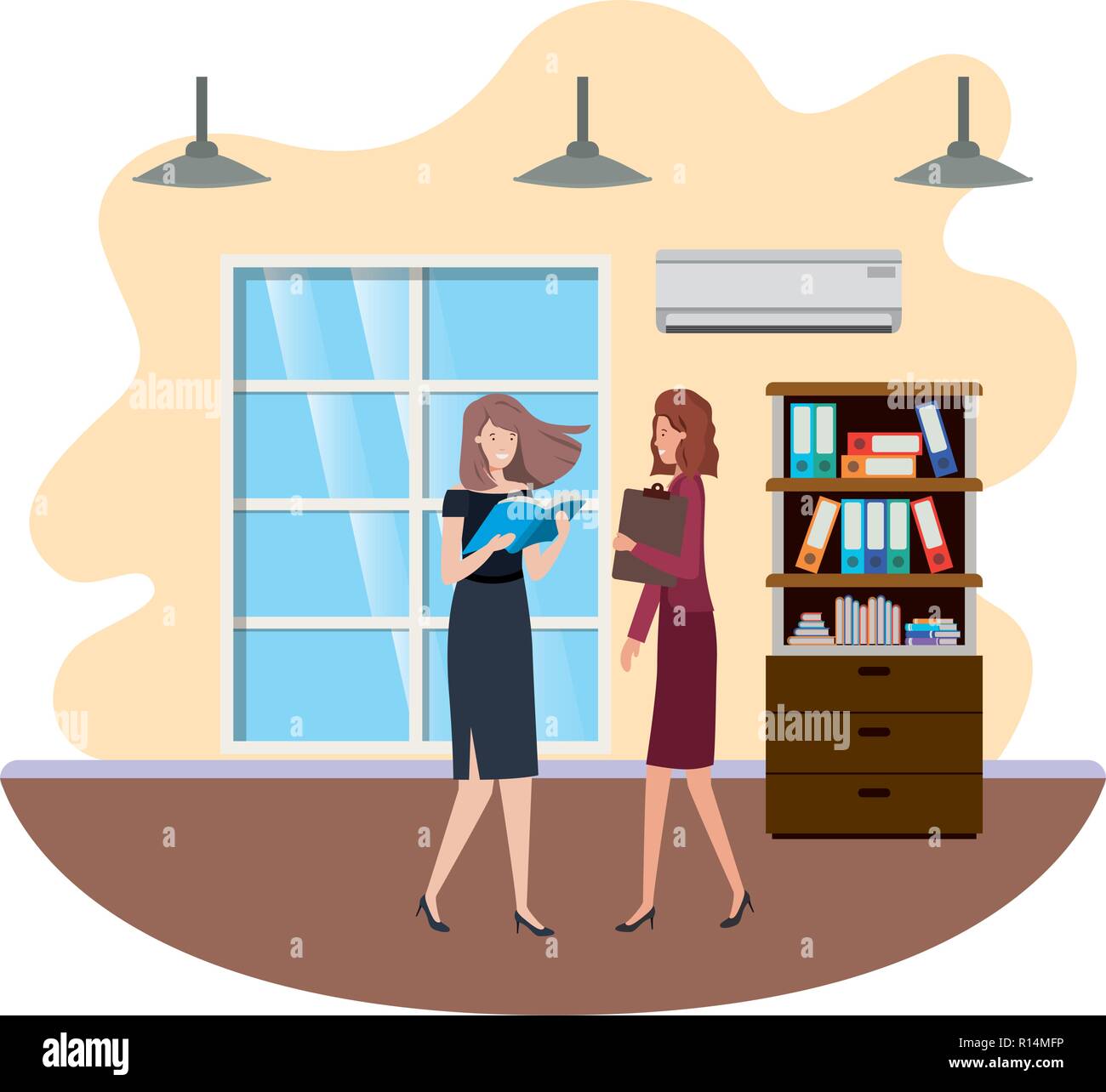 businesswomen in the work office avatar character Stock Vector Image ...