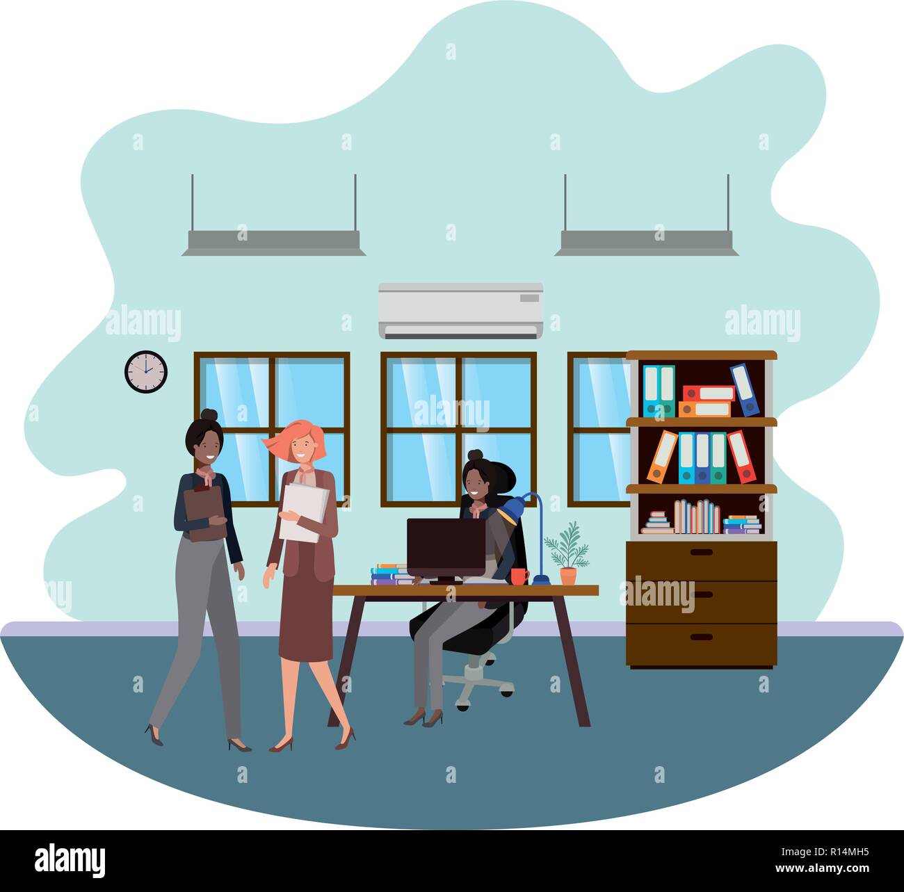 businesswomen in the work office avatar character Stock Vector Image ...