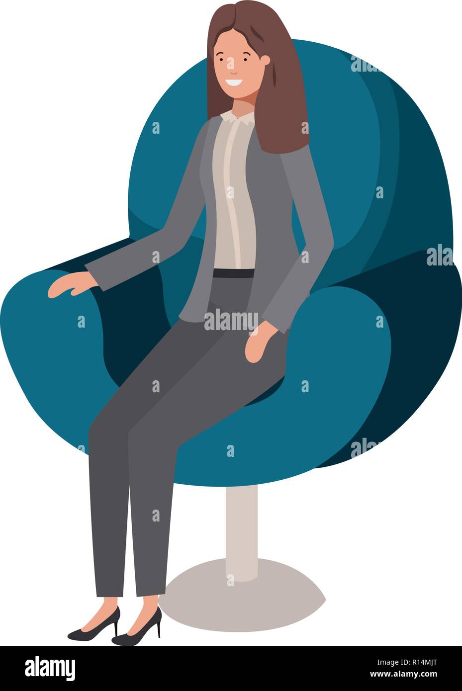 businesswoman sitting in chair avatar character Stock Vector Image ...