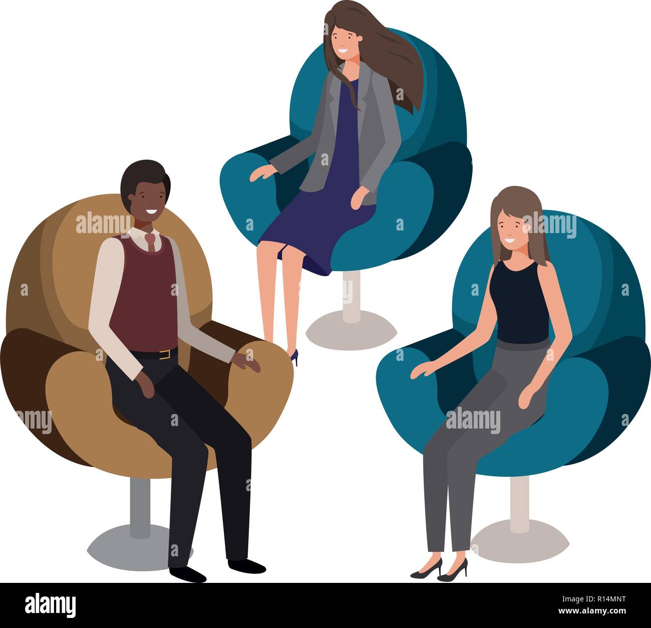 group of people bussiness sitting in chairs avatar character Stock ...