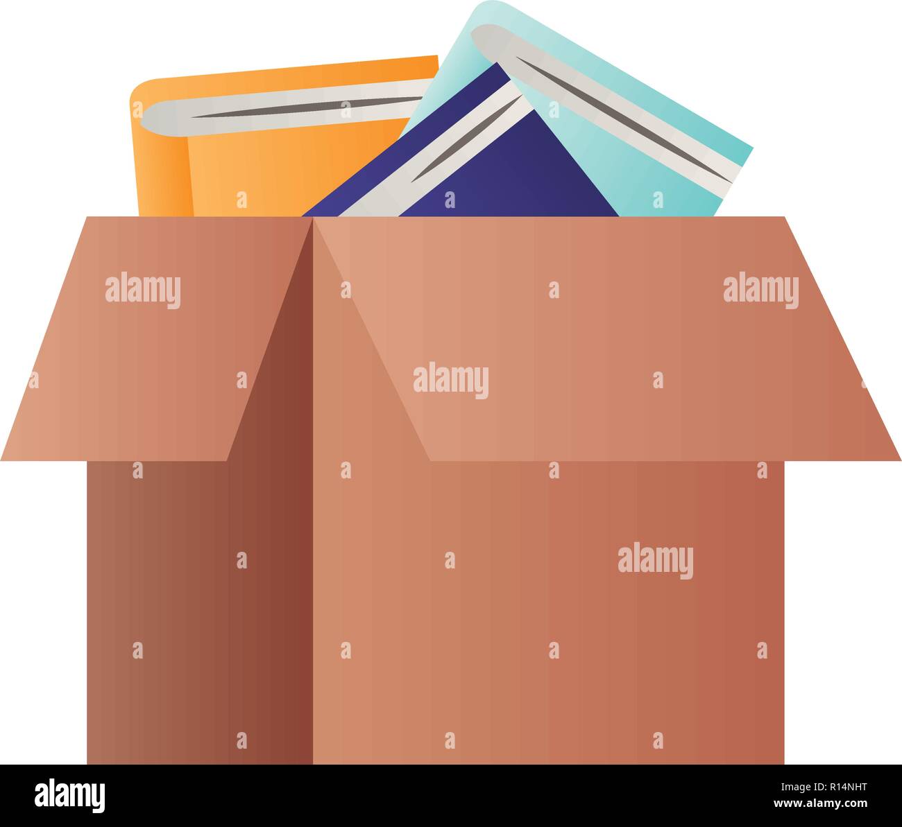 cardboard box with books isolated icon Stock Vector Image & Art - Alamy