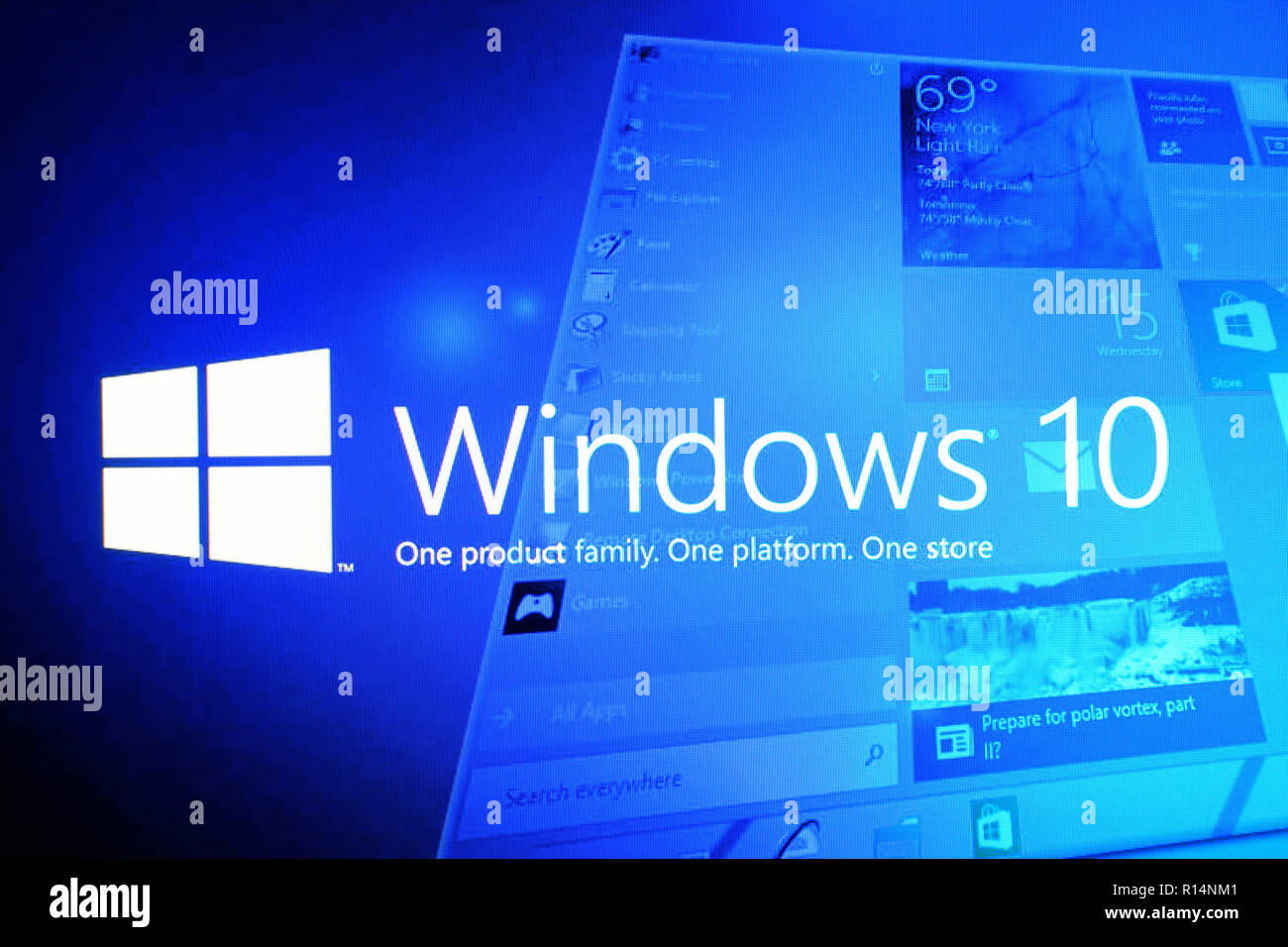 Russia, Poltavskaya village - August 13, 2016: The logo screen in ...