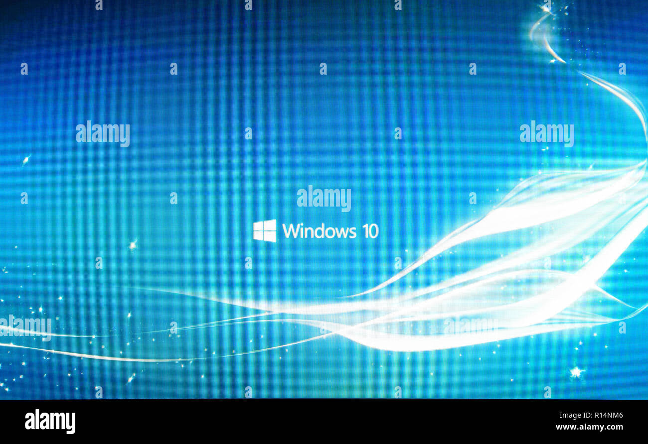 Russia, Poltavskaya village - August 13, 2016: The logo screen in ...