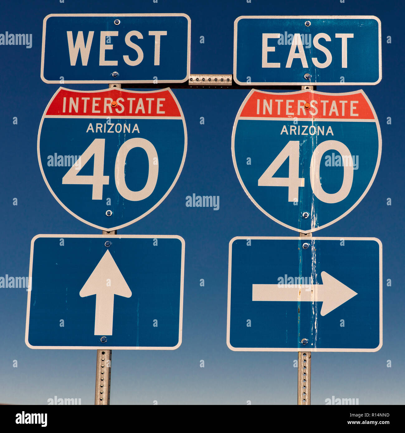 Road sign highway 40 east hi-res stock photography and images - Alamy
