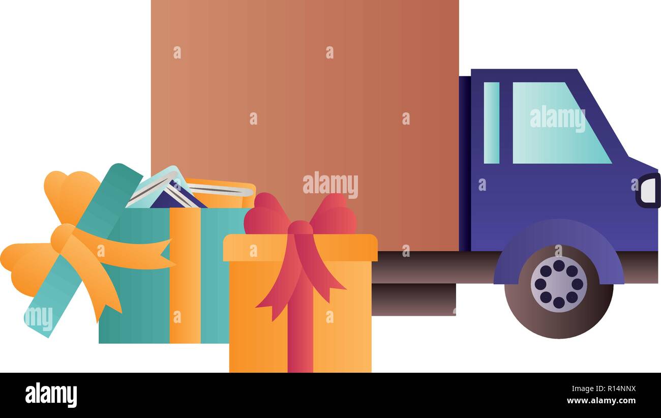 delivery car with gifts isolated icon Stock Vector Image & Art - Alamy
