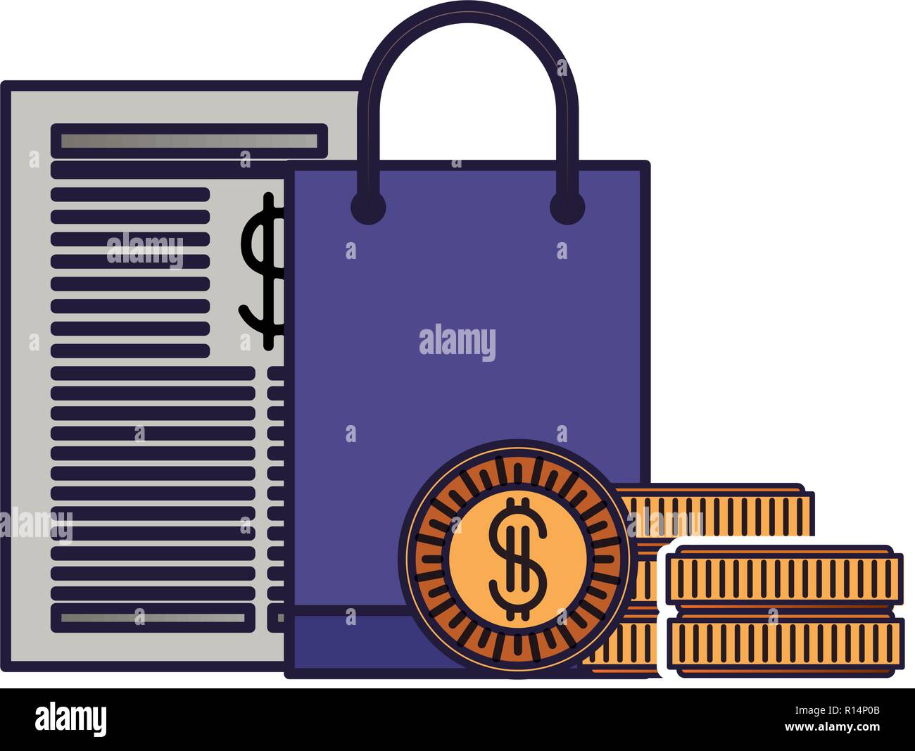 gift bag with payment document isolated icon Stock Vector Image & Art ...