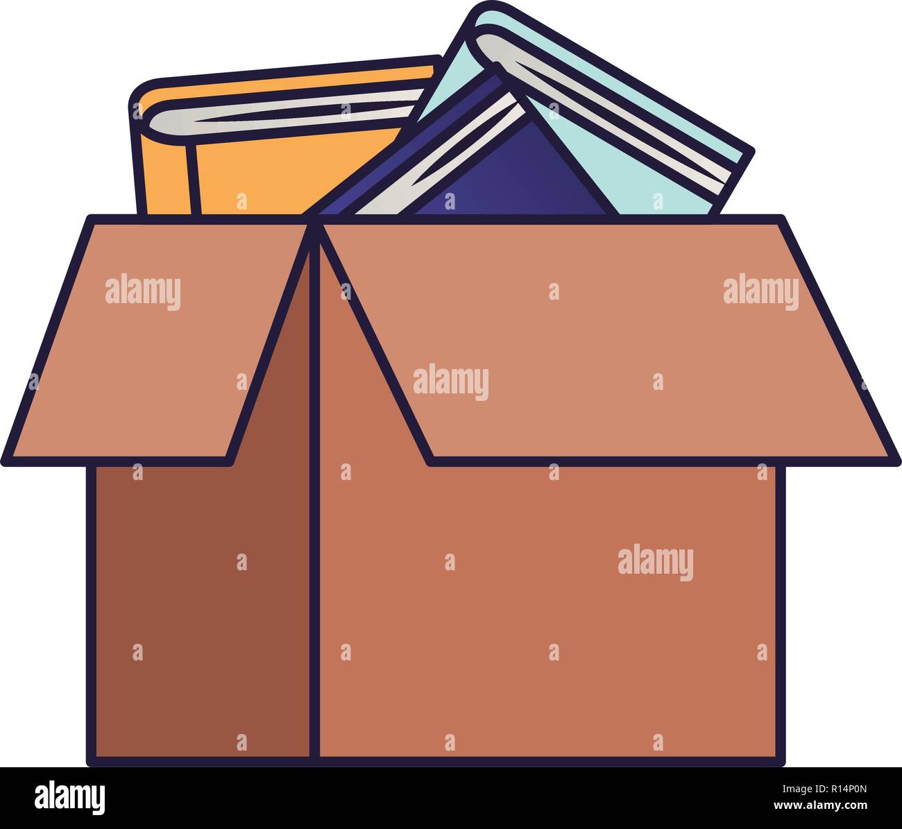 cardboard box with books isolated icon Stock Vector Image & Art - Alamy