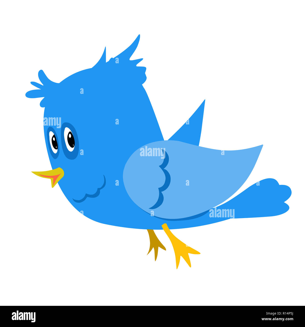 Stock Illustration Blue Cartoon Bird on a White Background Stock Photo ...