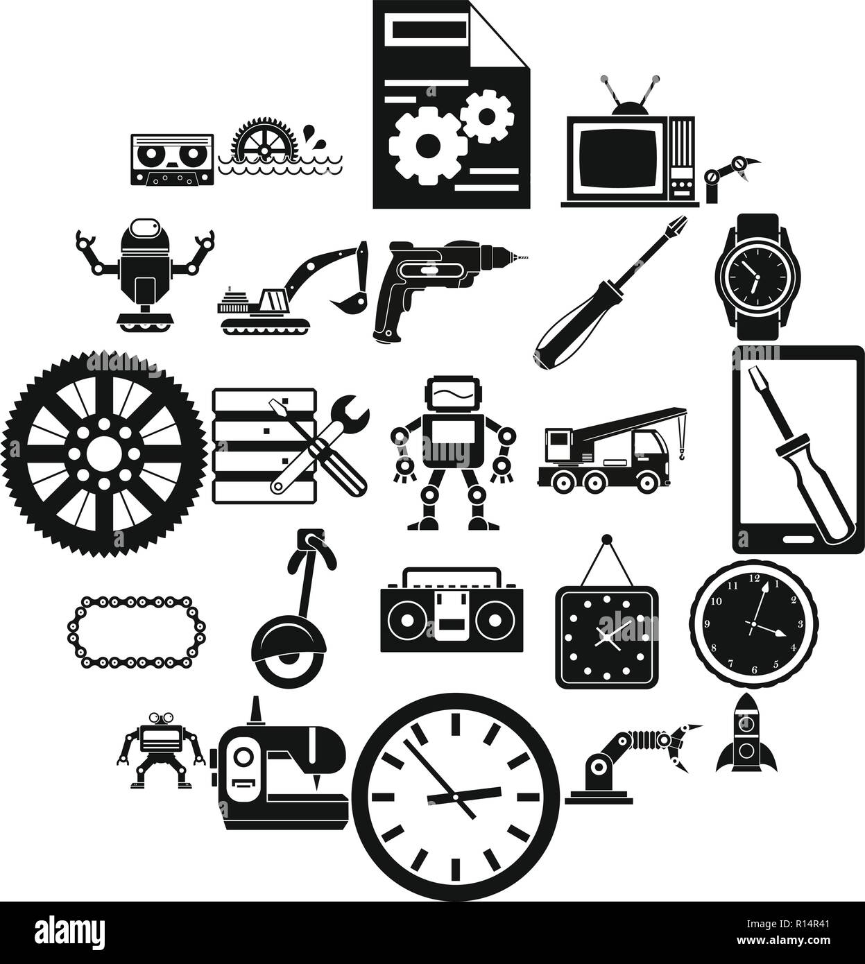 Machinery icons set, simple style Stock Vector Image & Art - Alamy