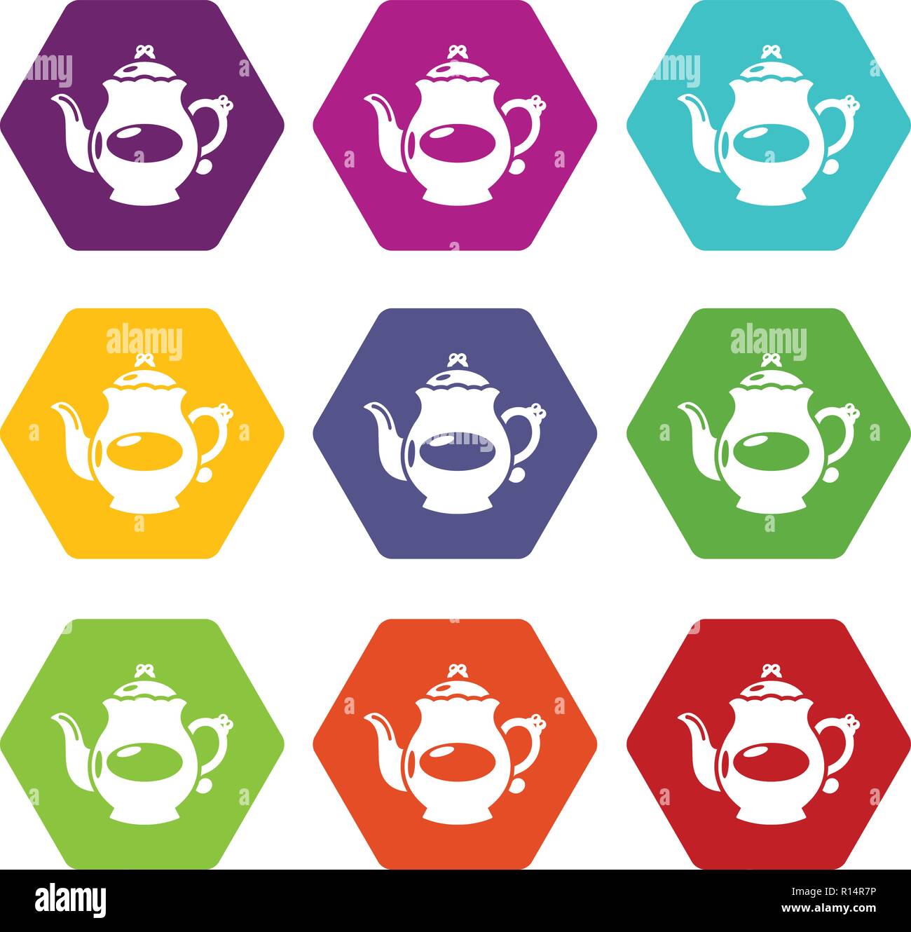 Kettle porcelain icons set 9 vector Stock Vector Image & Art - Alamy