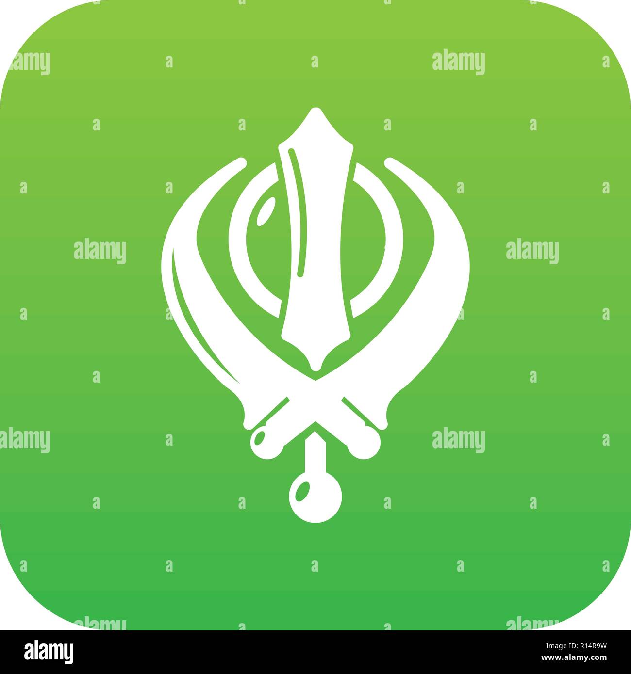 Khanda symbol sikhism religion icon green vector Stock Vector Image ...