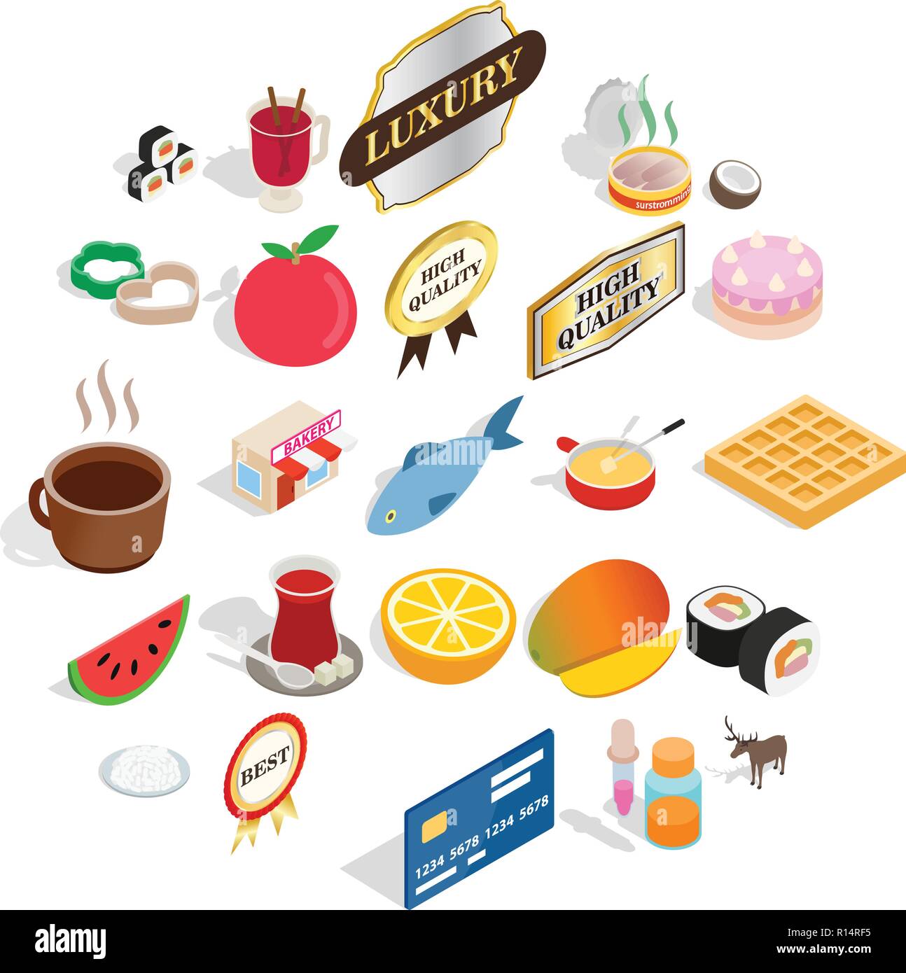 Quality food icons set, isometric style Stock Vector Image & Art - Alamy