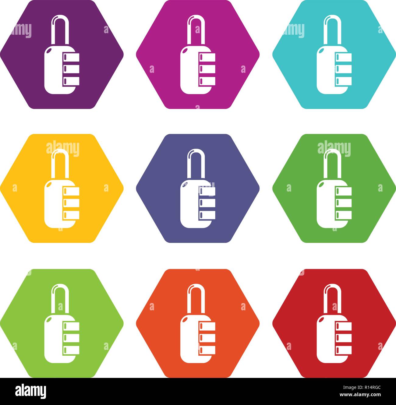 Lock combination icons set 9 vector Stock Vector Image & Art - Alamy