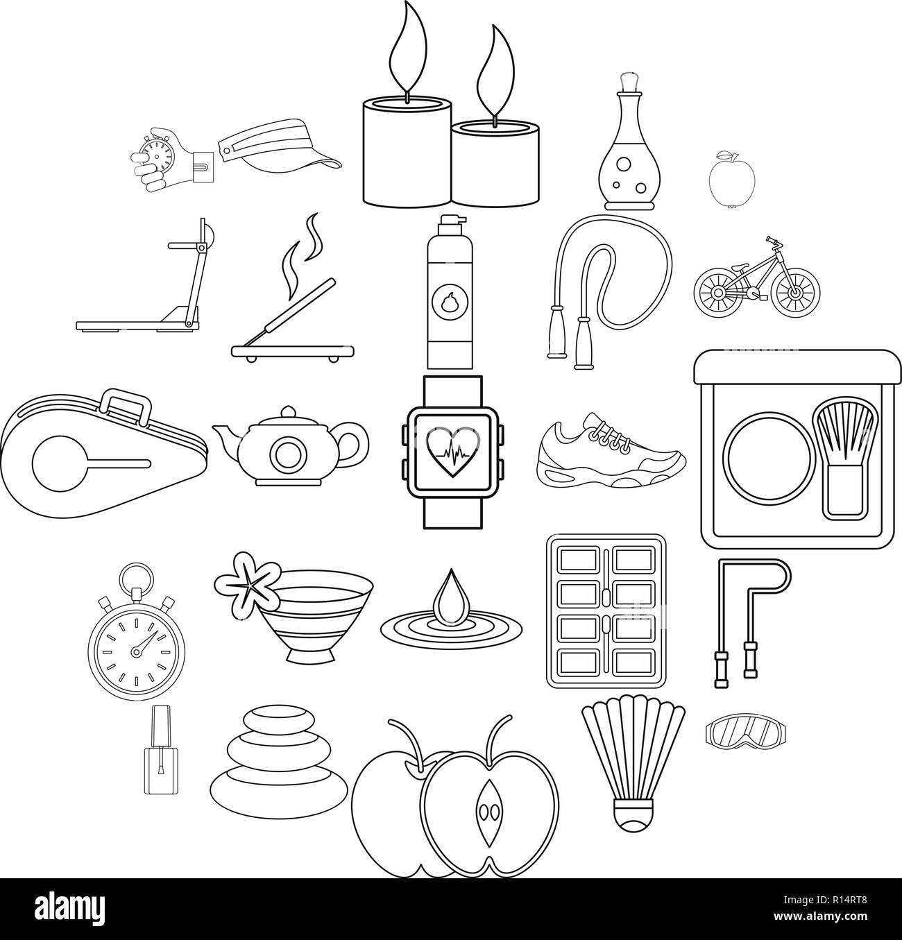 Well-being icons set, outline style Stock Vector Image & Art - Alamy