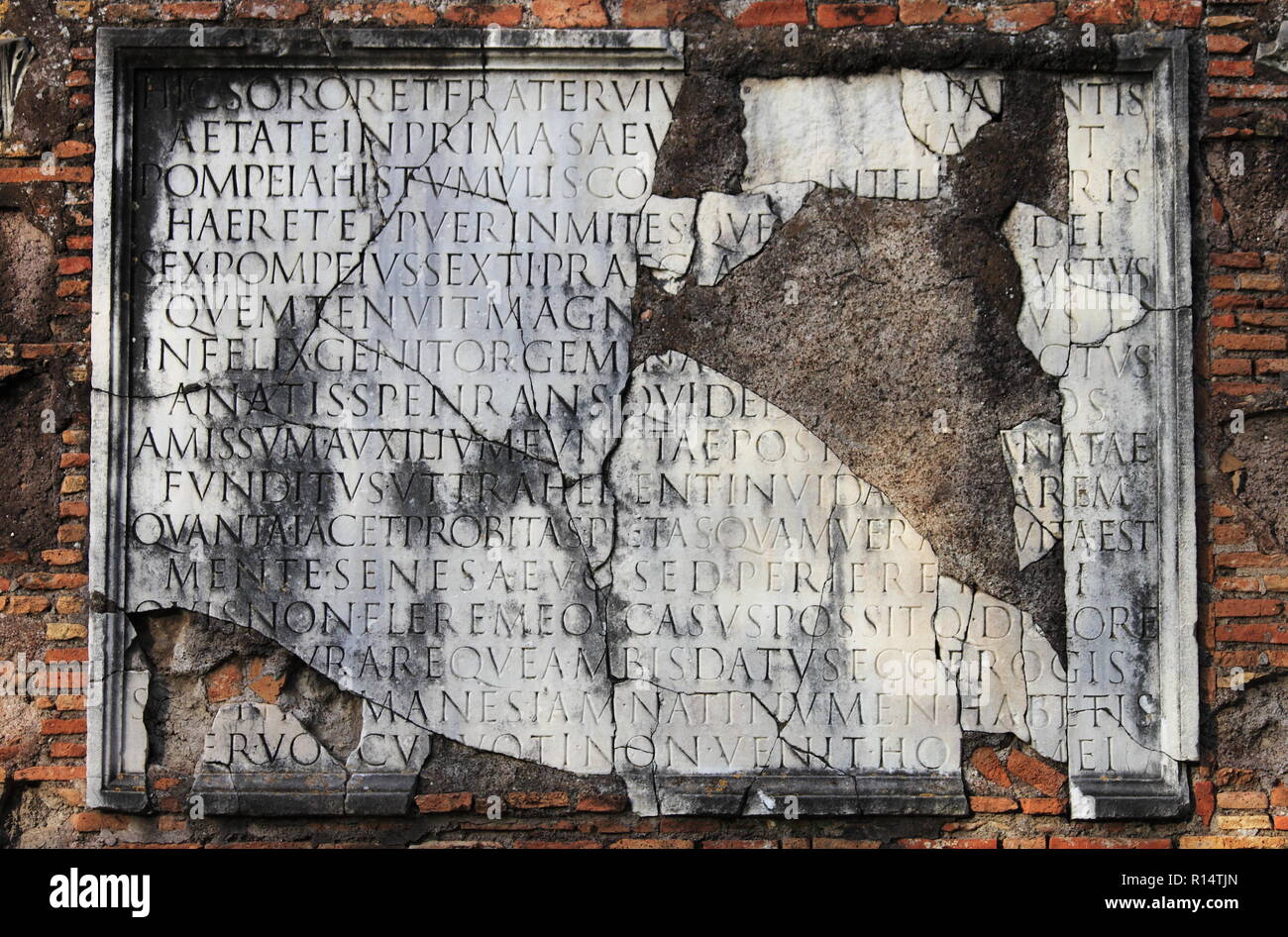 Ancient latin inscription in the Appian way of Rome, Italy Stock Photo ...