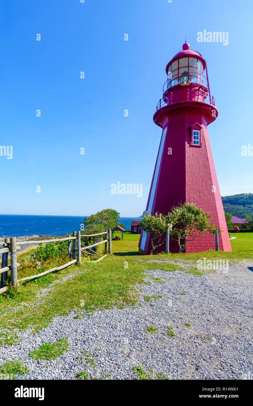 View of the lighthouse of La Martre, Gaspe Peninsula, Quebec, Canada ...