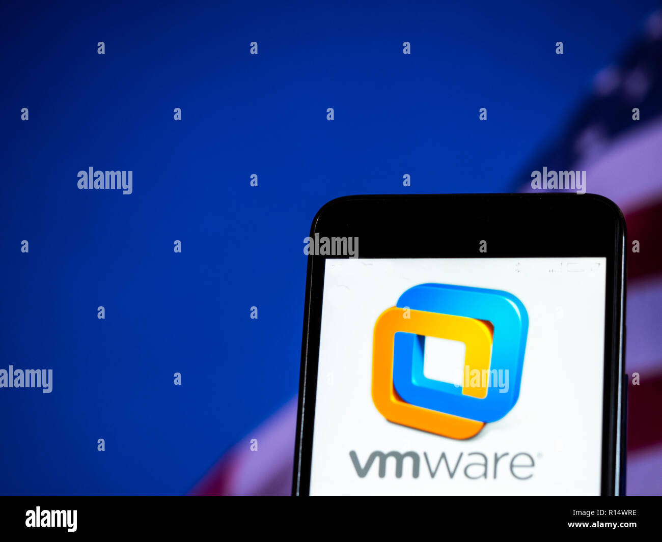 VMware Computer software company logo seen displayed on smart phone ...