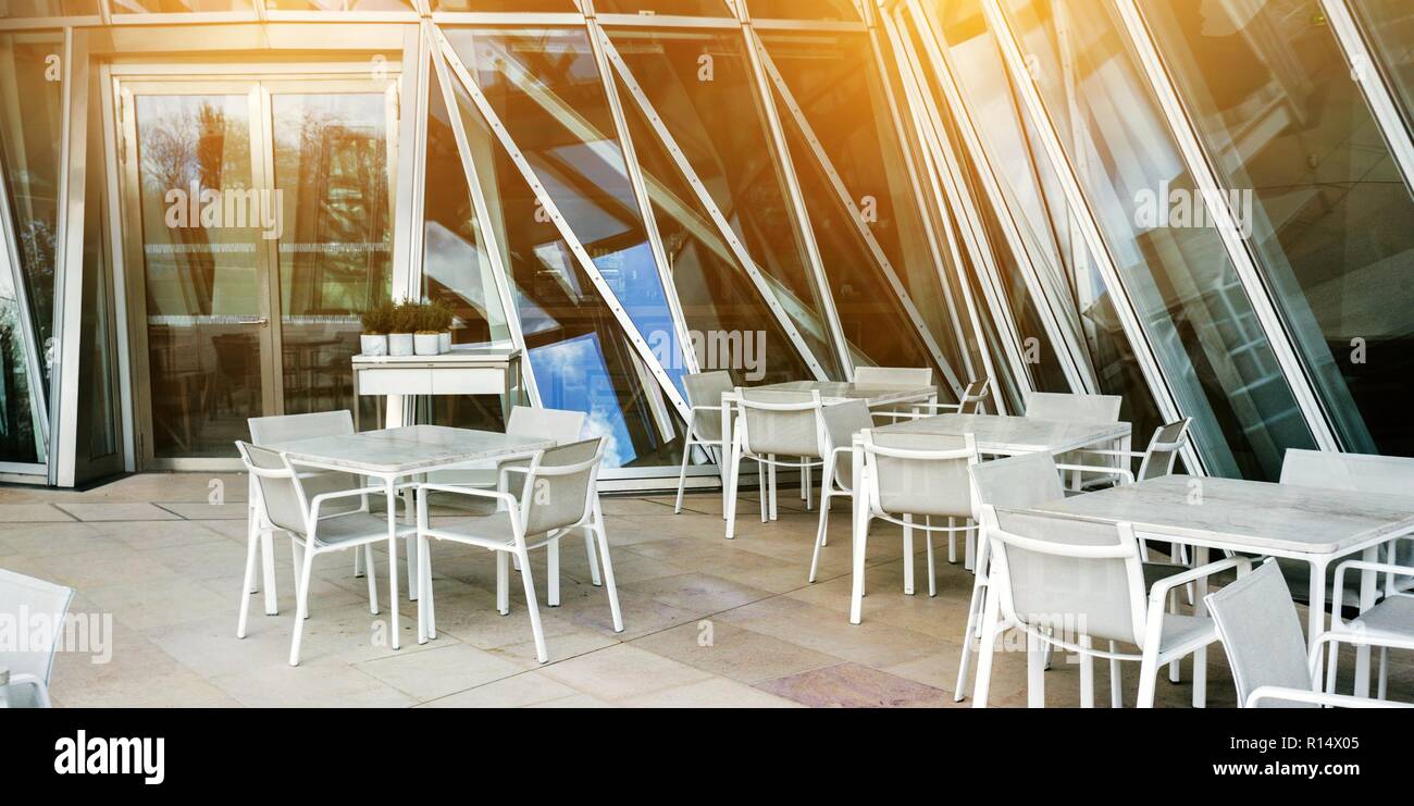 empty street cafe in the Bois de Boulogne. paris, france Stock Photo ...