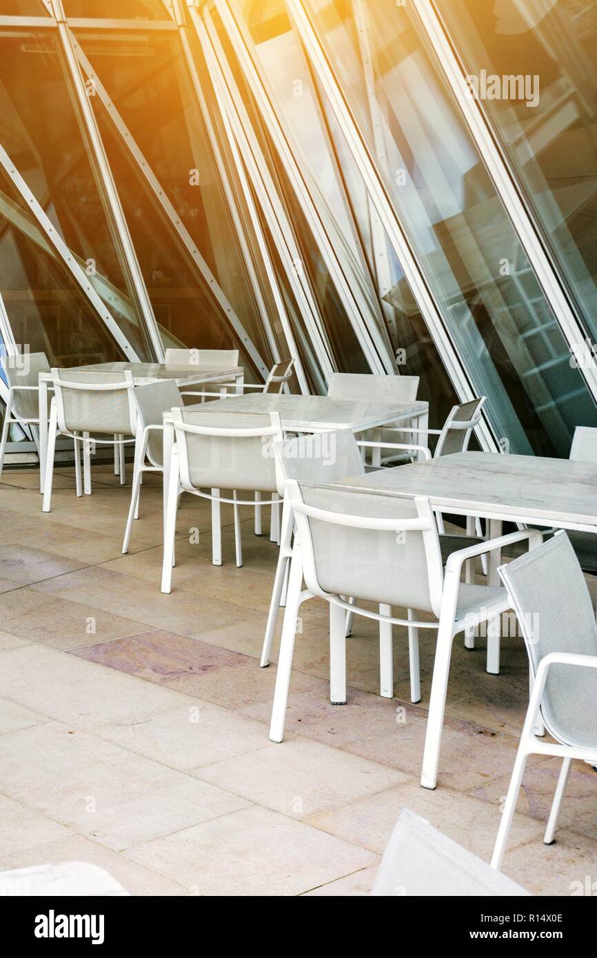 empty street cafe in the Bois de Boulogne. paris, france Stock Photo ...