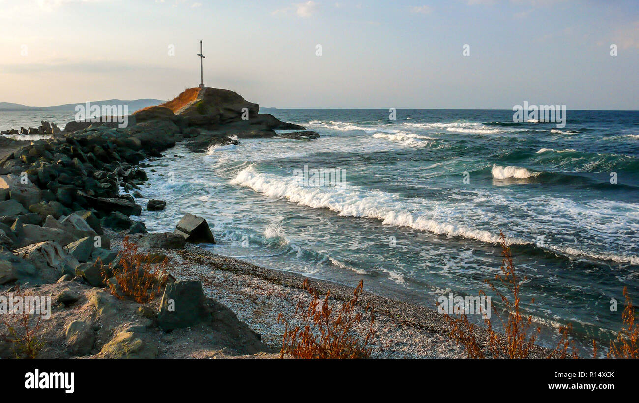 Amazing Sunset Seascape of the coastline of Lozenets, Burgas region ...
