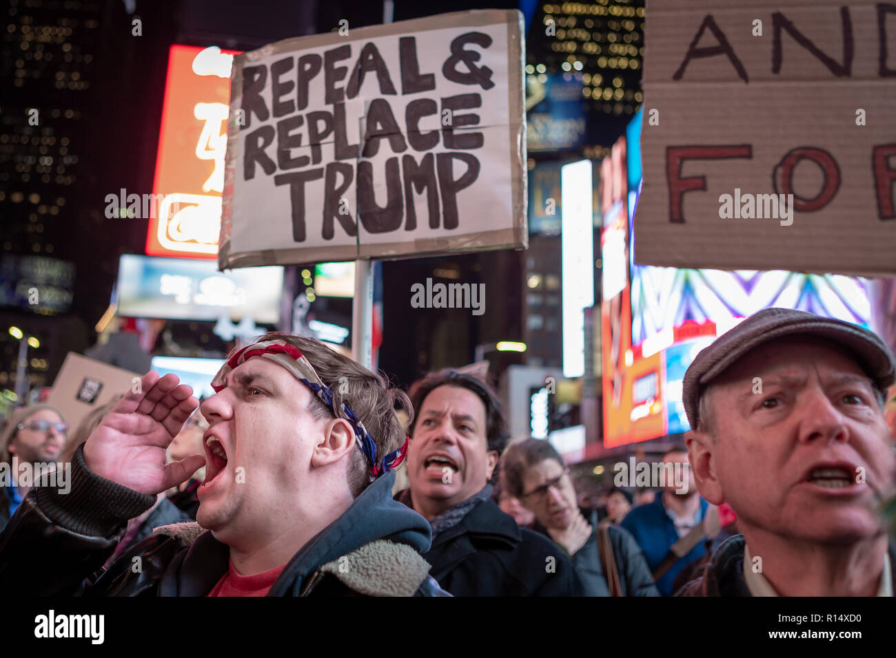 Times square demonstration hi-res stock photography and images - Alamy