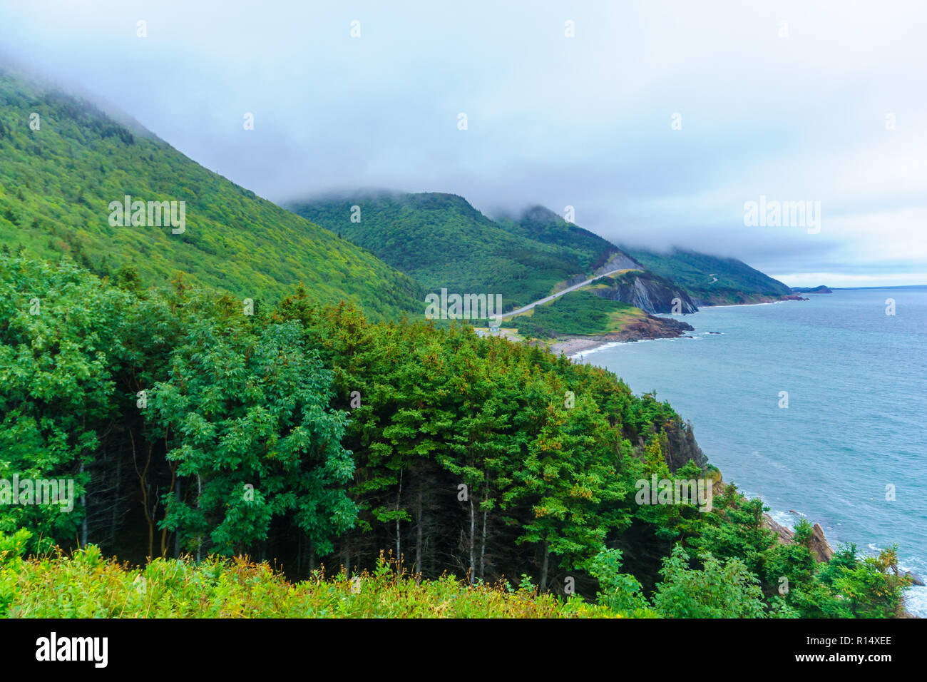Landscape (near Cap Rouge) along the Cabot Trail, in Cape Breton island ...
