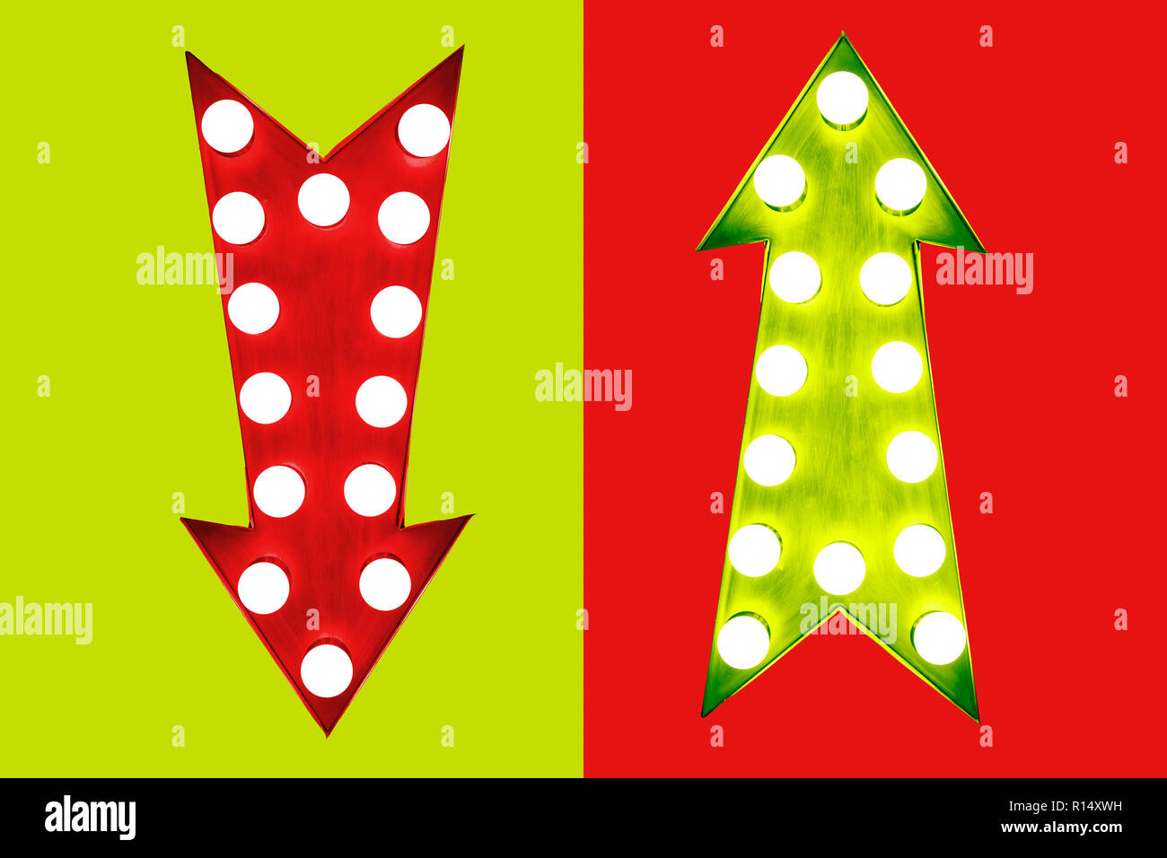 Neon arrow down hi-res stock photography and images - Alamy