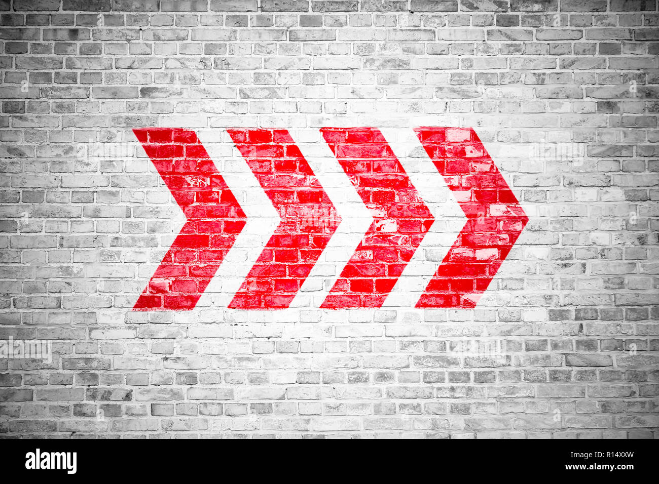 Red white arrow sign word hi-res stock photography and images - Alamy