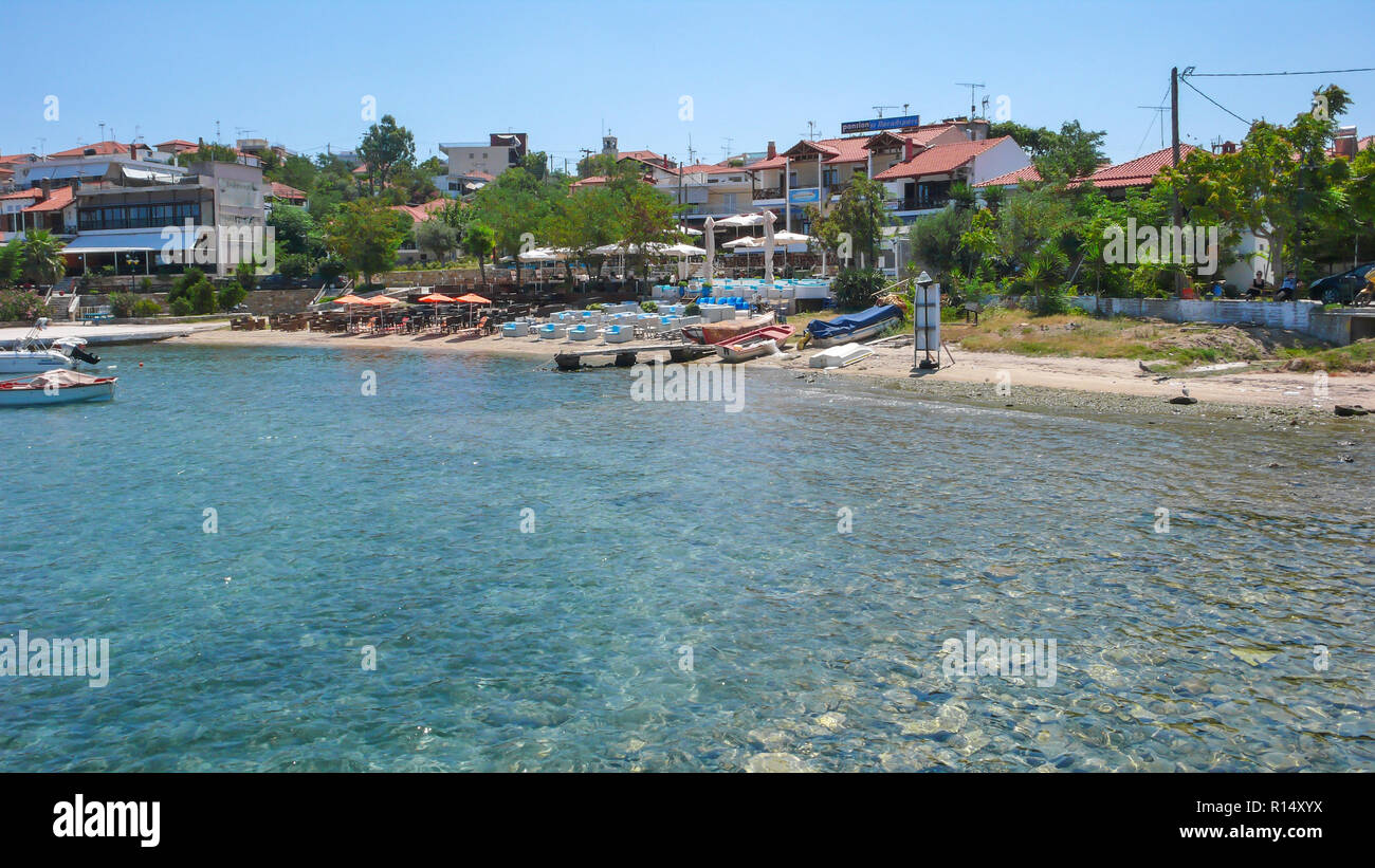AMMOULIANI, CHALKIDIKI, GREECE - JULY 27, 2012: Panoramic view to ...