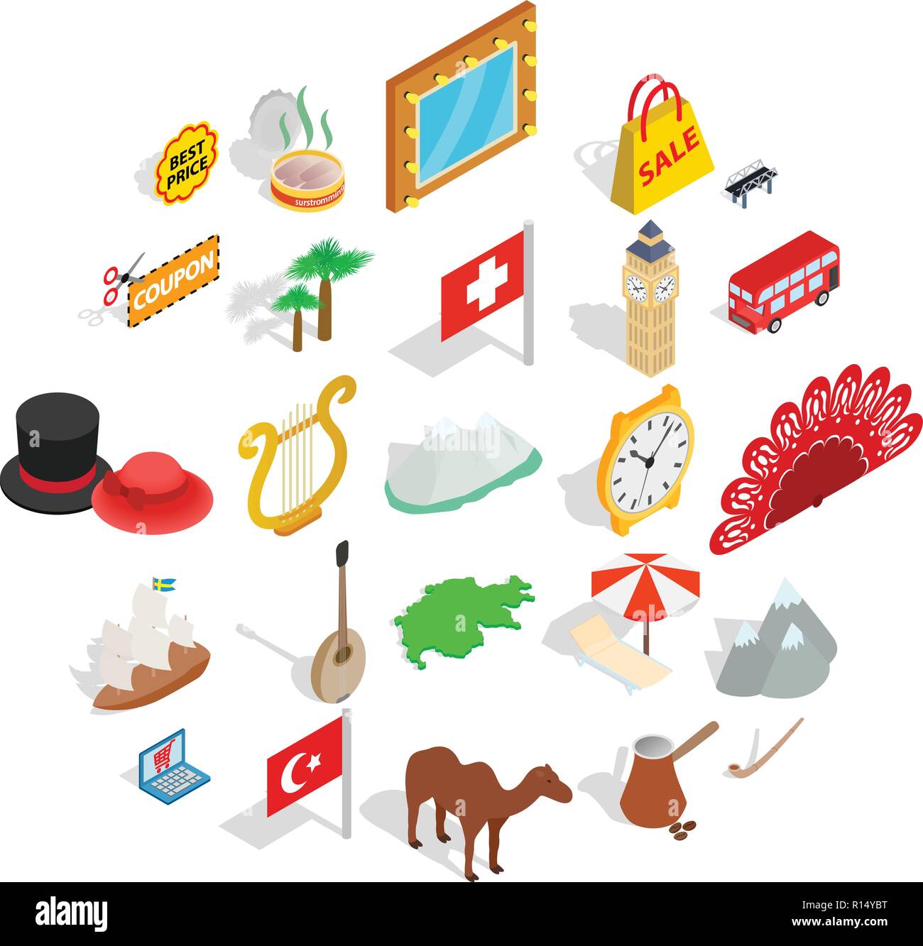 Europe countries icons set, isometric style Stock Vector Image & Art ...