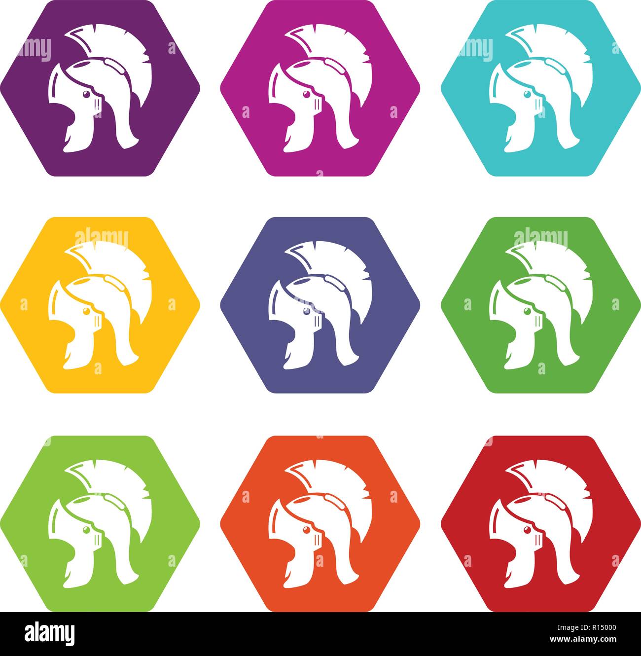 Roman helmet icons set 9 vector Stock Vector Image & Art - Alamy