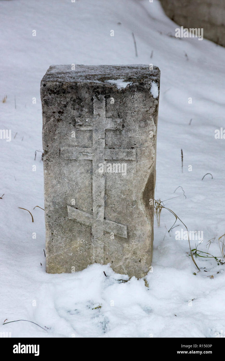 marble slab on a monastic cemetery in the winter Stock Photo - Alamy