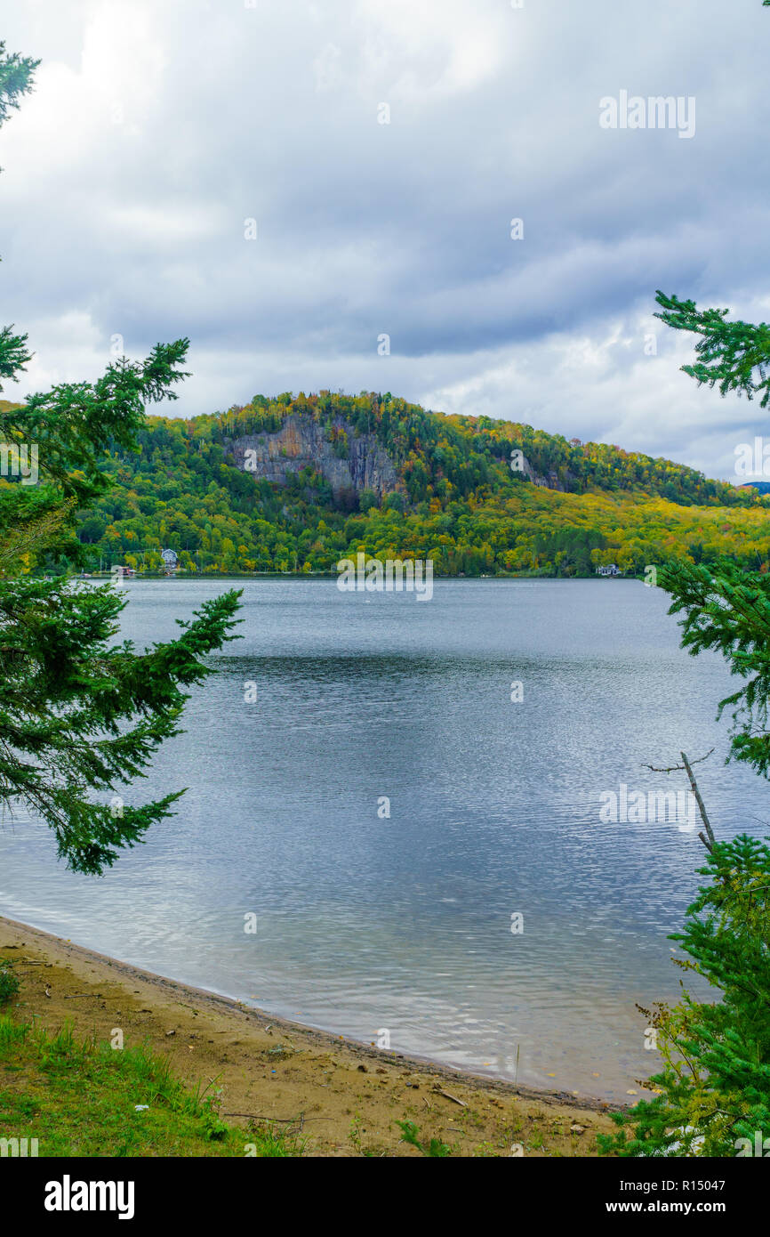 View of Superior Lake, and fall foliage colors in the Laurentian ...